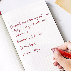 feela 30 Pack Retractable Red Ink Gel Pens Set Medium Point 15 Piece Fine Point Gel Pen with 15 Refills for Smooth Writing