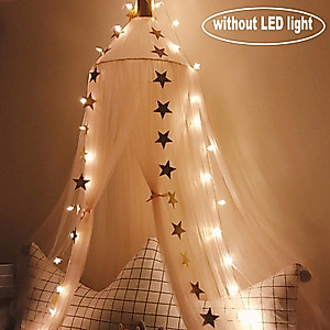 Jolitac Princess Bed Canopy for Girls Room Decor Round Lace Mosquito Net Play Tent Reading Nook Canopies Yarn Girl Dome Netting Castle (Pink)