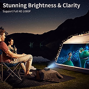 Pocket DLP Mini Projector 3D WiFi Full HD 1080P Supported Outdoor Movie Cinema Wireless Airplay Home Theater with Battery Powered for iPhone Android TV Stick DVD Player Laptop Tablet PS5 HDMI USB