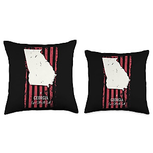 Georgia State Map USA Throw Pillow, 16x16, Multicolor