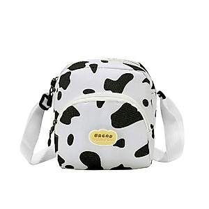 JUMISEE Cute Cow Print Canvas Crossbody Purse Small Cell Phone Bag Shoulder Handbag for Men Women Kids