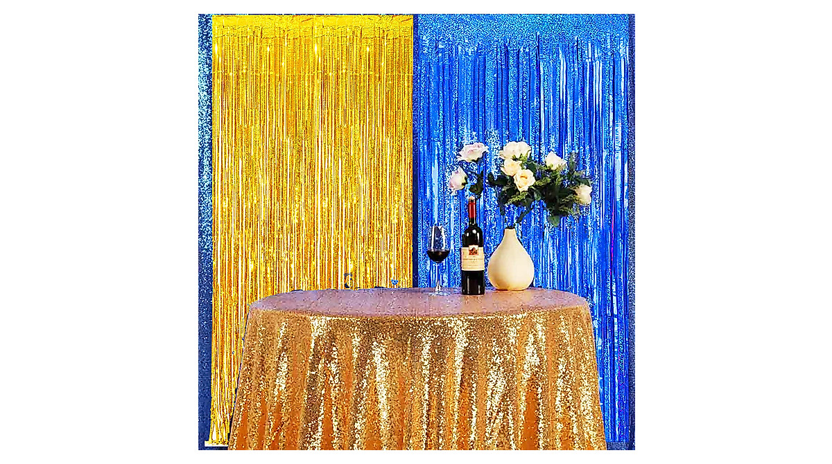Navy Blue Gold Graduation Decorations 2024 | Foil Curtains