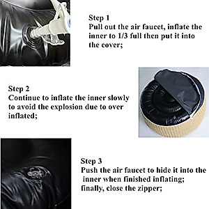 weruisi Woven Inflatable Ottoman with Air Pump D21”x H10” Outdoor Indoor Pouf Patio Footrest Stool with Portable Handle, Round Ottoman for Patio Garden, Camping, Bedroom, Living Room…