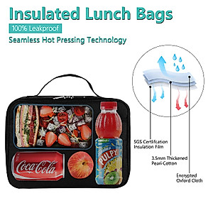kissleaf Insulated Lunch Bag, Reusable Freezable Lunch Box for Men Women, Leakproof Cooler Small Lunch Bag with Adjustable Shoulder Strap for Adults