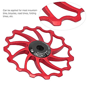 Bike Guide Pulley, 15T Rear Derailleur Pulley Aluminum Alloy Ceramic Bearing Guide Wheel Pulley, Bicycle Guide Wheel for Road Bike, Mountain Bike, MTB, BMX(Red)