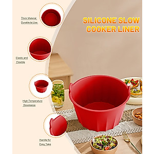 Slow Cooker Liners, 2pcs Reusable Round Cooking Liner Leak-proof Silicone Slow Cooker Liner fit 5-6 Quart Oval Slow Cooker
