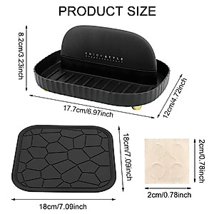 2pcs With Dish Mat Stove Top Anti Slip Spoon Rest Countertop Pot Lid Holder Set Cool Kitchen Gadget Keeps Countertops Clean (Black)