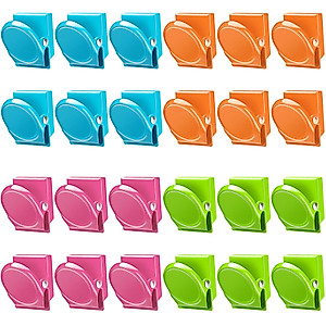 Magnetic Clips, 24 Pieces Magnetic Metal Clips, Fridge Magnet Refrigerator Whiteboard Wall Fridge Magnetic Memo Note Clips Magnets Metal Clip