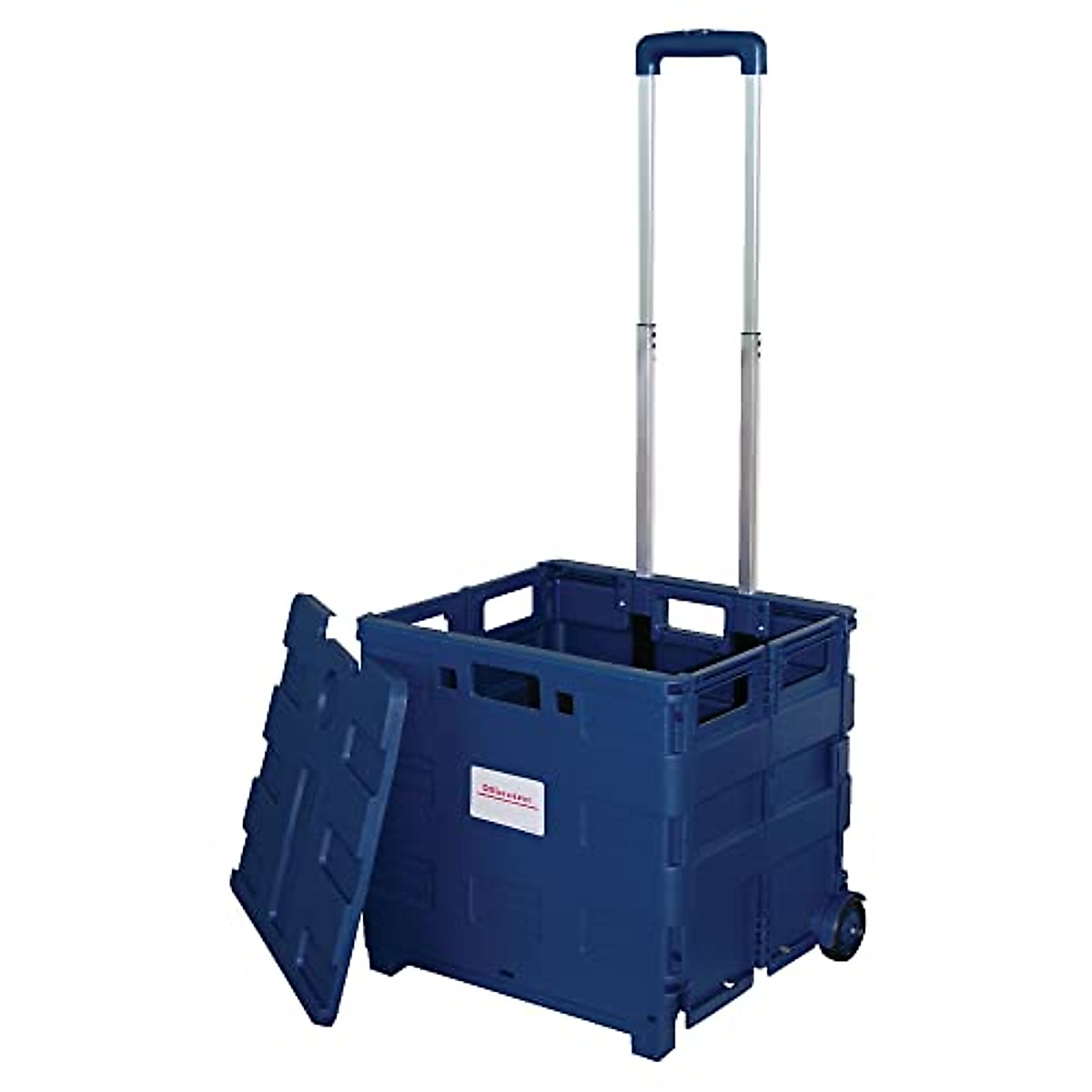 Office Depot Mobile Folding Cart With Lid, 16in.H x 18in.W x 15in.D, Blue, 50803