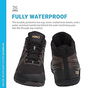 Xero Shoes Xcursion Fusion Men's Hiking Boots — As seen on Shark Tank, Zero Drop, Lightweight, Wide Toe Box, Waterproof Hiking Boots for Men — Bison, Size 10.5