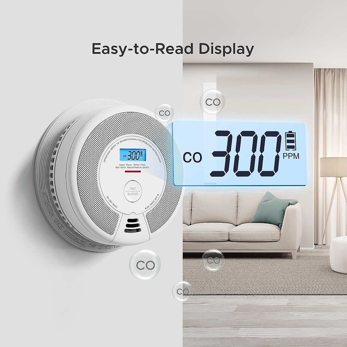 X-Sense Wireless Interconnected Combination Smoke and Carbon Monoxide Detector with LCD Display & 10-Year Battery, Over 820 ft Transmission Range, 6-Pack