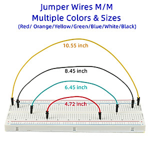 BOJACK 1Pcs 803 Tie points and 1 Pcs 400 Tie Points Solderless Breadboard and 65 Pcs Flexible Breadboard Jumper Wires and 6PCS 170 Points Mini Solderless Breadboard