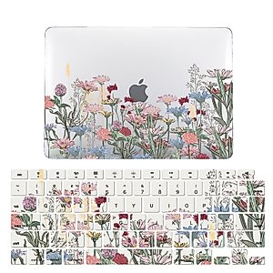 IVY Flowering Straw Clear Case for MacBook Air 13 with M2 (Models: A2681) Hard Shell Case with Keyboard Cover Set - H