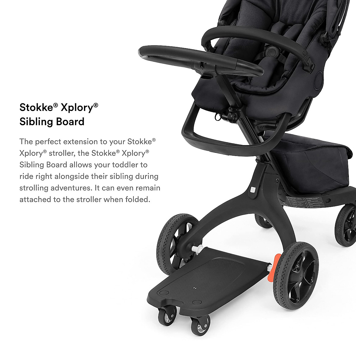Stokke Xplory Sibling Board, Black - Allows Your Toddler to Ride Next to Their Sibling - Compatible with Stokke Xplory Strollers