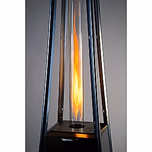 JAK BBQ J 6000 Pyramid Patio Heater 42,000 BTU Pyramid Flame Patio Outdoor Heater with Cover Glass Tube Steel Propane Heater with Wheels outdoor heater