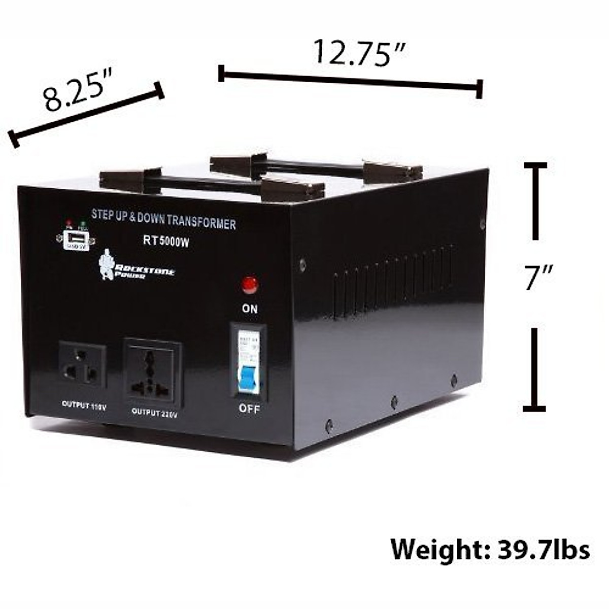 ROCKSTONE POWER 5000 Watt Voltage Converter Transformer - Heavy Duty Step Up/Down AC 110V/120V/220V/240V Power Converter - Circuit Breaker Protection – DC 5V USB Port - CE Certified [3-Year Warranty]