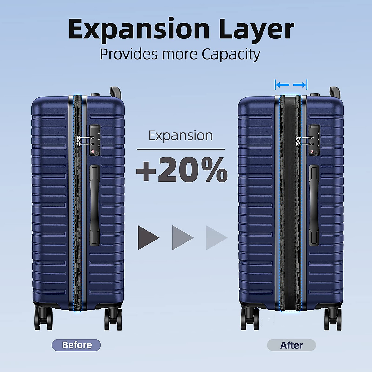 BEOW Luggage Sets 4 Piece Hardside Expandable Luggage Set Clearance Suitcase Sets with Wheels TSA Lock 16''20''24''28''(Deep Blue)