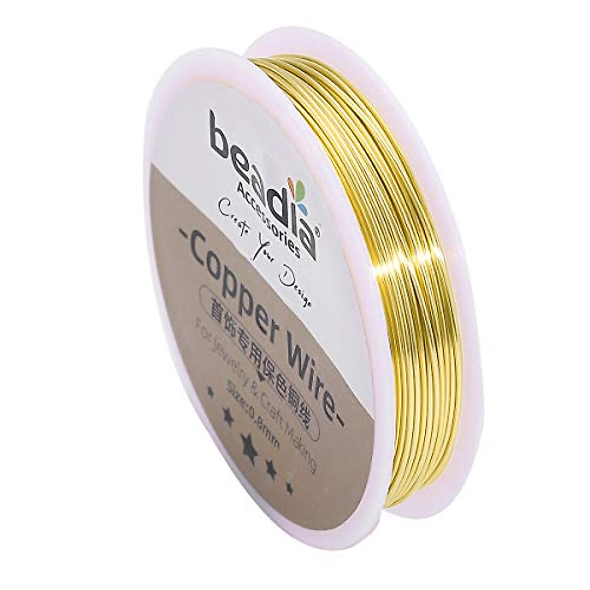 BEADIA Gold Copper Wire 0.8mm Bead Cord for Bracelet Necklace Charm Beading Jewelry Making 9yard