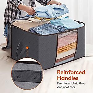 Lifewit 4 Pack 35L Clothes Storage Bag, Bundle with 4 Pack 90L Clothes Storage Bag Organizer, Grey