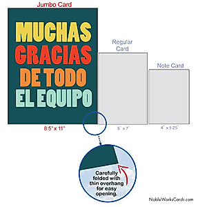 NobleWorks - Large Group Thank You Card in Spanish (8.5 x 11 Inch) Gratitude, Appreciation Gift - Big Thanks From The Team-Spanish J6884TYG-SL-US