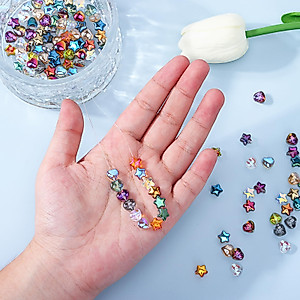 QUEFE 250Pcs Star Glass Spacer Beads Bulk AB Colorful 8mm Heart Beads for Jewelry Bracelet Necklace Making
