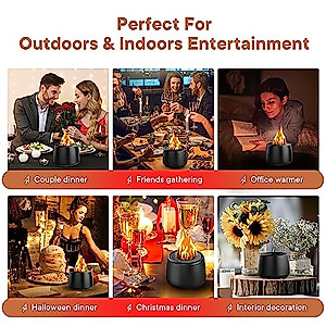 Ceramic Tabletop Fire Pit, Portable Ethanol Fire Bowl, Mini Rubbing Alcohol Fireplace Table Top Fire Pit Bowl Long Burning Smokeless Housewarming Gift with Indoor & Outdoor & Garden