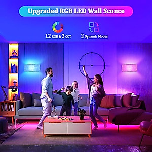 Battery Operated Wall Sconces Set of 2 - Dimmable LED Wall Lights with Remote Control, 15 Color Changeable Wall Mounted Lamps with Fabric Shade, Magnetic LED Wall Light Fixtures for Bedroom Hallway