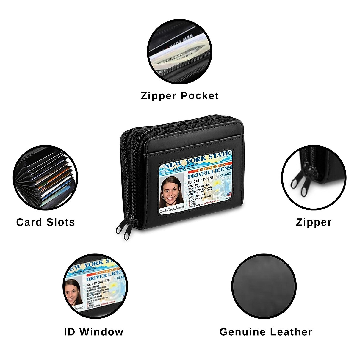 Ciana Credit Card Wallet with ID Window RFID Blocking Genuine Leather Credit Card Organizer for Women Soft, Smooth & Durable