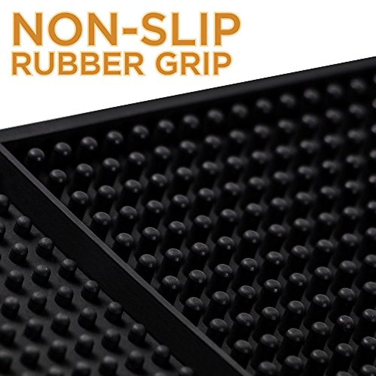 24" x 4" Rubber Bar Top Spill Mat | Professional Bartender's Essential Non-Slip Drink Cocktail Mixing Service Mat for Industrial and Home Kitchen Counters (Black, 3)