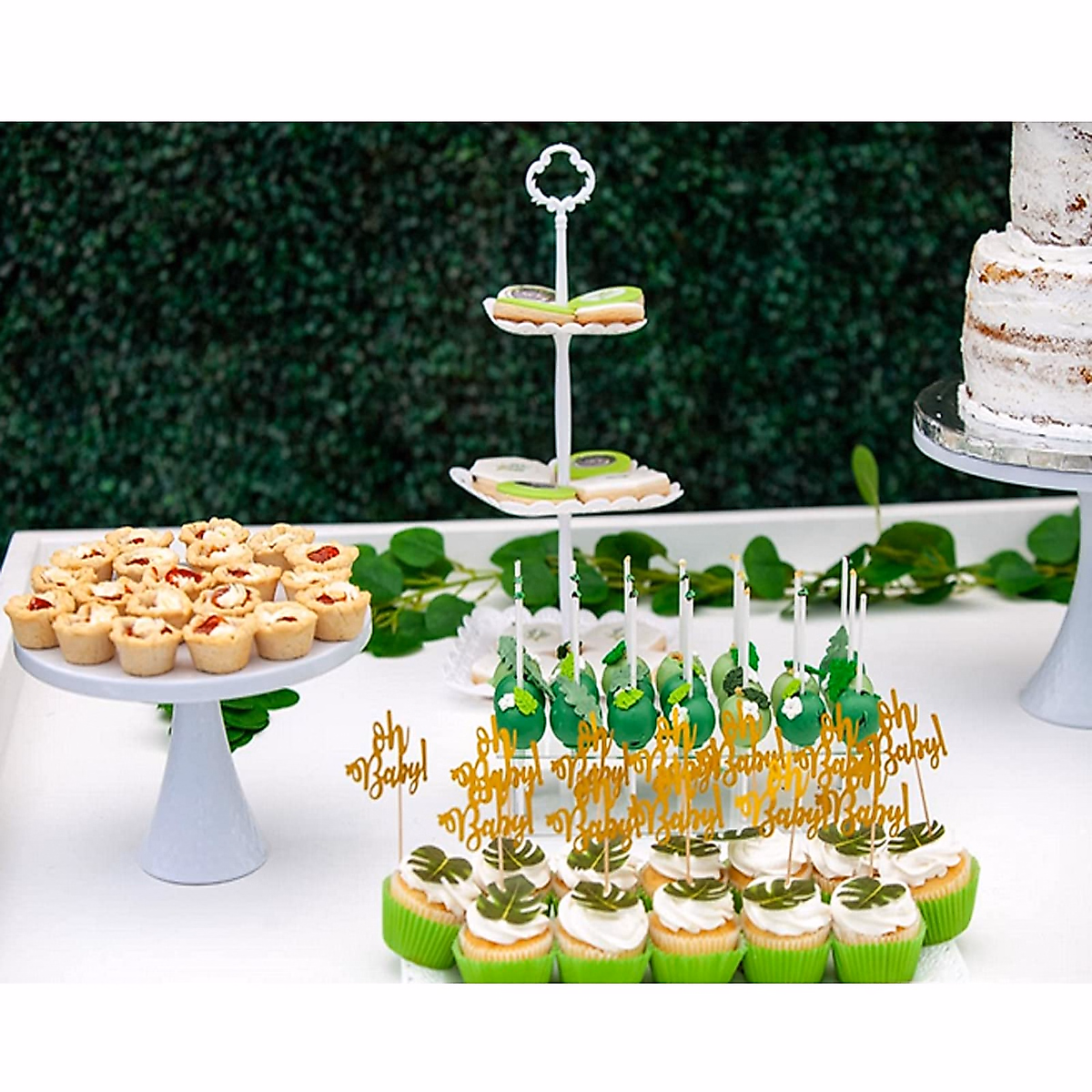 GEORLD 48pcs Edible Tropical Turtle Leaves Cupcake toppers Palm Leaf Cake for Hawaii Theme Jungle Party Cake Summer Decoration