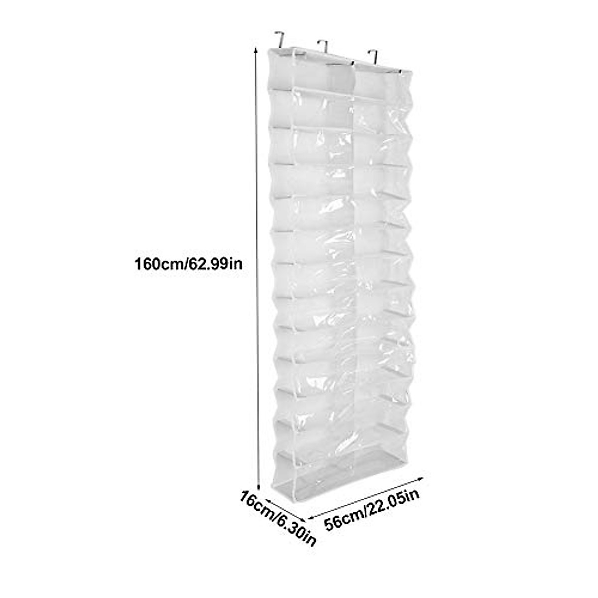 26 Pocket Shoe Organizer, Crystal Clear Over The Door Hanging Closets Storage Bag for Shoes, Sneakers or Accessories(White)