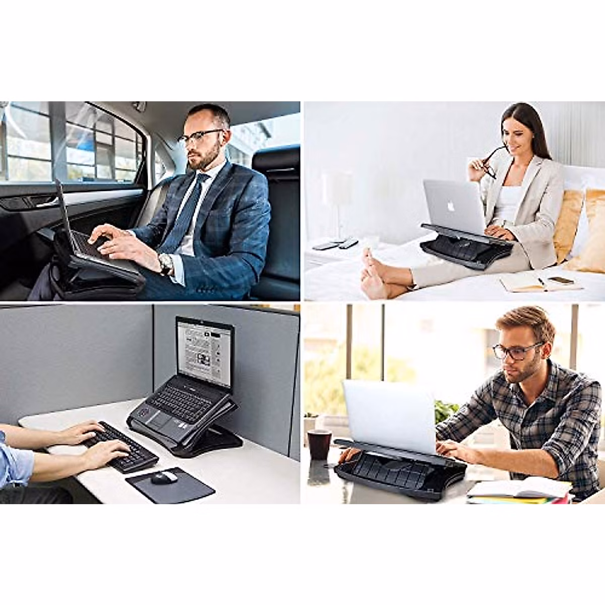MAX SMART Laptop Lap Pad Laptop Stand with Attached Mouse Pad, Cushion and USB Cooling Fan, Non-Slip Heat Shield Tablet Computer Stand for Sturdy Work Station for Home, Office, Bed Sofa, Couch and Car