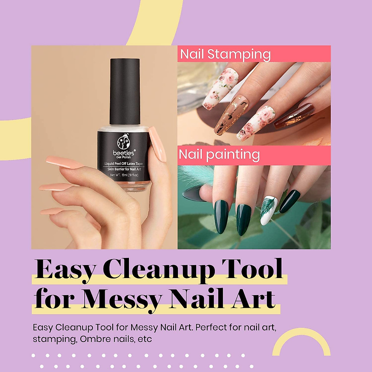 beetles Gel Polish Liquid Latex Nail Polish Barrier 15ml*2 Peel off Gel Cuticle Guard for Nails Liquid Latex Barrier Protector White Latex Tape for Nails Liquid Latex Nail Polish Barrier