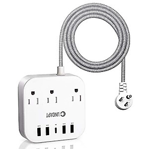 5ft Power Strip with USB Ports, Unidapt Cruise Essentials, Non Surge Protector for Travel Cruise Ship Home & Office, 3 Spaced AC Outlets with 5 USB 1 USB C, Extension Cord Plug Adapter, ETL Listed