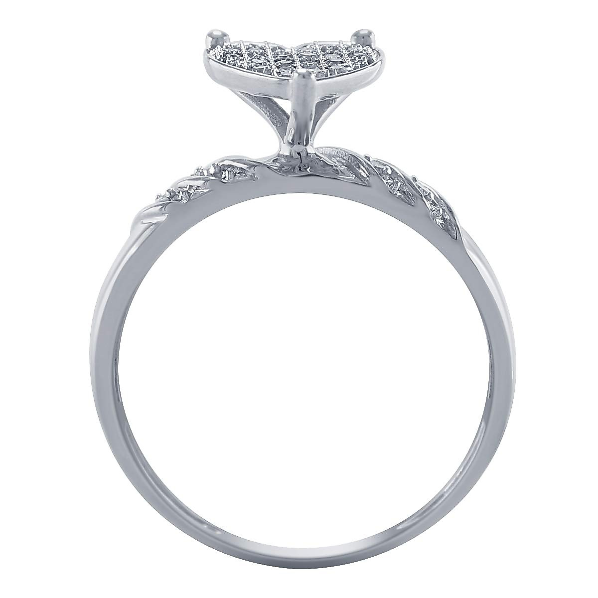 Pretty Jewels 0.23 Carat (ctw) Round White Diamond Heart Frame Men's & Women's Engagement Trio Set Ring For His & Her Wedding, 925 Sterling Silver (H-I Color, I1-I2 Clarity) Ladies 7 & mens 13