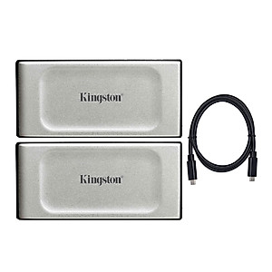 Kingston XS2000 2TB High Performance Portable External SSD (2-Pack) Bundle with PRO Thunderbolt USB-C Cable (3 Items)