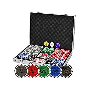 4 EVER WINNER Poker Chip Set 500PCS Professional Poker Set 11.5 Gram Casino Chips with Denominations, for Texas Holdem Blackjack Gambling Poker Set with Aluminum Case