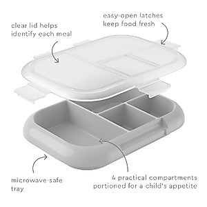 Bentgo® Kids Chill Tray with Transparent Cover - Reusable, BPA-Free, 4-Compartment Meal Prep Container with Built-In Portion Control for Healthy On-the-Go Lunches (Gray)