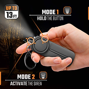 Personal Alarm Keychain for Women Self Defense - Loud Safety Whistle Alert Device with LED Light – 130 dB Emergency Security Handheld Siren Key Chain by WETEN, Black