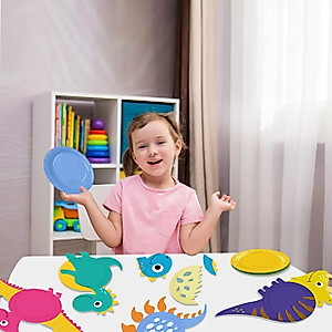 DISHIDIANZI Art Craft Gifts for Kids - 11 Paper Plate Art Kit Toys for Over 3 Years Old Boys Girls Toddlers, DIY Dinosaur Art Supplies for Kids Preschool/Party Gifts/Birthday/Christmas Game Crafts