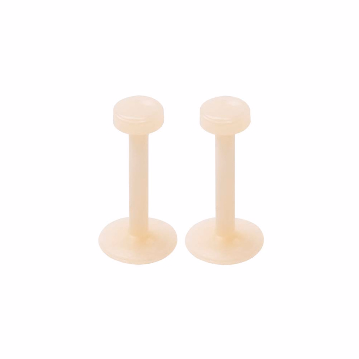 Pair of 16GA Flesh Tone Flexible Bioflex Removable Push Top Piercing Retainers, Metal & Allergy Free for Lips, Ears, Nose, Labret, Monroe (Light - 10mm (3/8"))