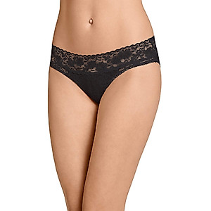 Jockey Women's Underwear Allover Lace Bikini, Black, XL