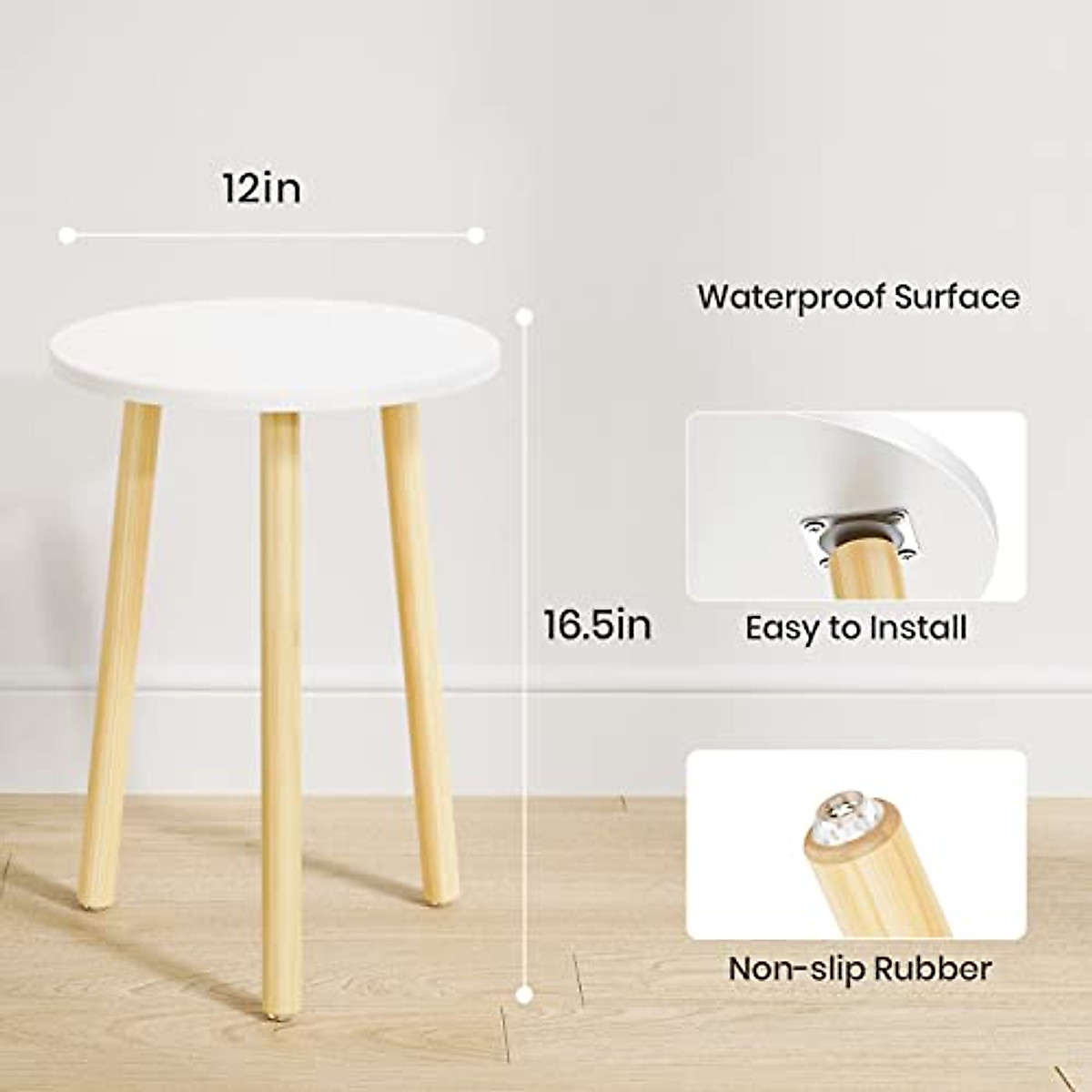 Plant Stand Indoor, 16.5 in Tall Plant Stand Indoor, Wood Plant Stand White, Plant Stool, Plant Stands for Indoor Plants, Small Side Table, Plant Tables, Small Round Mid Century Modern Plant Stand