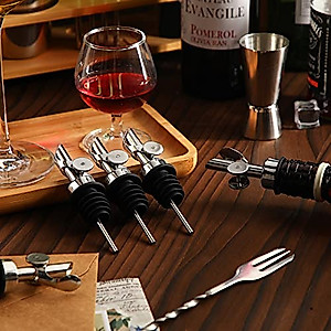 Shimeyao Weighted Stainless Steel Pourers Olive Oil Dispenser Spout Liquor Bottle Pourers Auto Flip Oil Dispenser for Liquor Bottles Balsamic Vinegar Alcohol Liquor Pourer Spout (Silver, 12 Pcs)