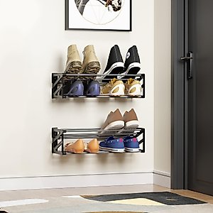 DEYILIAN 2 Pack Wall Mounted Shoe Rack for RV, Hanging Shoe Organizer with Sticky Hanging Mounts, Over the Door Shoe Organizer for Closet Camper Door Shoe Rack, Wall Shoe Rack, Wall Shoe Organization