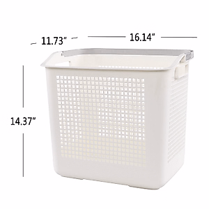 Tstorage 42 L Plastic Laundry Baskets with Handles, White Plastic Hamper for Clothes, 4 Packs