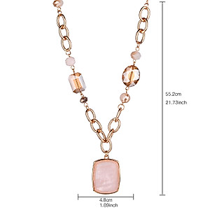 Nicole Miller Gold-tone Pink and Blush Gemstone Pendant Necklace