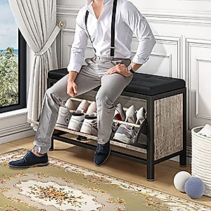 6-8 Pairs Shoe Rack Bench with Door, Entryway Shoe Storage Cabinet with Hidden Shoe Shelf, Shoe Storage Bench for Entryway Closet