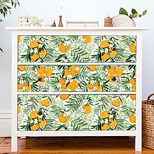 Jeweluck Floral Wallpaper Peel and Stick Wallpaper Green Contact Paper 17.7inchx118.1inch Leaf Wallpaper Lemon Self Adhesive Wallpaper Removable Wallpaper Peel and Stick Contact Paper for Kitchen