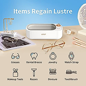 Ultrasonic Jewelry Cleaner, Portable 48KHz Ultrasonic Cleaner with 4 Modes for Eye Glasses, Watch Strap, Earrings, Ring, Necklaces(400ml)